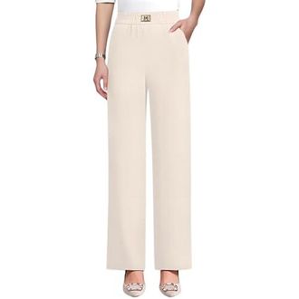 Generic Pantalon confortable &agrave; enfiler, taille haute, doux et soyeux, pour femmes &acirc;g&eacute;es de plus de 50 ans, beige, 6XL