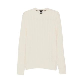 HUGO BOSS Pull &agrave; col rond H-Furlan - Homme - Pulls - Blanc - Taille: M