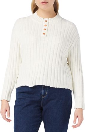 NA-KD Damen Buttoned Knitted Sweater Pullover, weiß, XL
