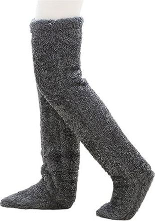 Generic Chaussettes dhiver en duvet doie pour Noël, jambières douillettes avec rembourrage en duvet, jambières dhiver douces pour femme, Gris fumé, taille uni