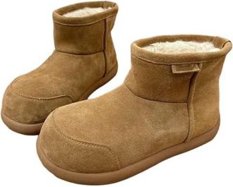 Generic YUJIEBB Bottes de neige dhiver chaudes &agrave; bout large et en peluche pour femme, imperm&eacute;ables et antid&eacute;rapantes, en coton &eacute;pais, grandes t&ecirc;tes, d&eacute;contrac