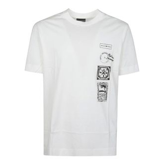 Emporio Armani Homme, Tops, Blanc, Taille: XL Graphic Print T-shirt