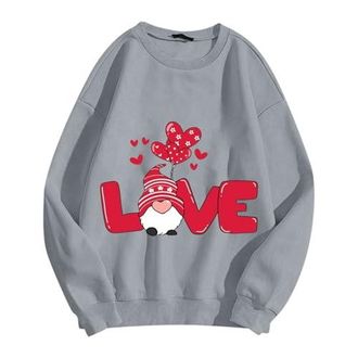 Generic 2026 Sweat-shirt &agrave; col rond pour homme et femme pour la Saint-Valentin, gris, S