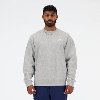 New Balance Herren Sport Essentials Fleece Crew in Grau/Wei&szlig;, Baumwolle, Gr&ouml;&szlig;e 2XL