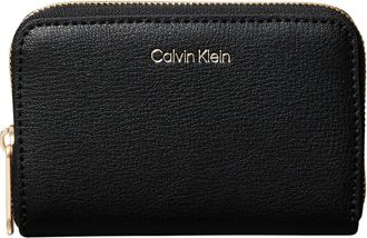 Calvin Klein Damen Geldbörse Foil Logo Medium Zip Around Klein, Schwarz (Black/Toasted Coconut), Einheitsgröße