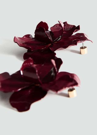 Mango Boucles doreilles motif fleur grenat - Femme - Taille unique - MANGO