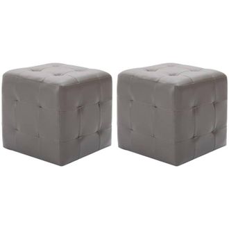 vidaXL 2 pcs Poufs Gris 30 x 30 x 30 cm Similicuir