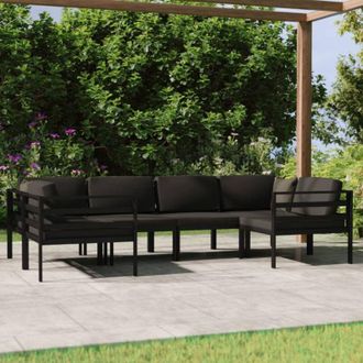 vidaXL 6-tlg. Garten-Lounge-Set mit Kissen Aluminium Anthrazit Vidaxl