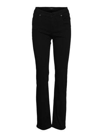 Vero Moda Damen VMDAF MR Straight VI1137 NOOS Jeans, Black, One Size