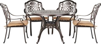 Beliani Gartenset in Dunkelbraun 1 Tisch 4 St&uuml;hle Aluminium 4 Sitzkissen Salento