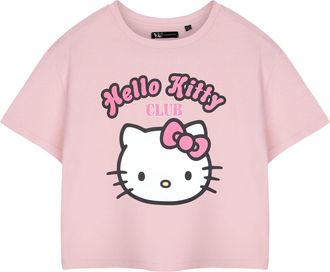 Hello Kitty Kurz&auml;rmliges T-Shirt f&uuml;r Damen, rosafarbenes T-Shirt, Club-Grafik-T-Shirt f&uuml;r Damen, rosa Top-Merchandise-Artikel f&uuml;r Sie, rose, M