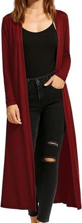 Re Tech UK Gilet Long - pour Femme - col/Manches Longues - Style Boyfriend/l&eacute;ger - Vin Rouge - XXXL EU 52-54 (Grande Taille)