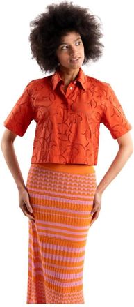 Marella Femme, Blouses et Chemises, Orange, Taille: 38 FR Chemise Brod&eacute;e Sangallo
