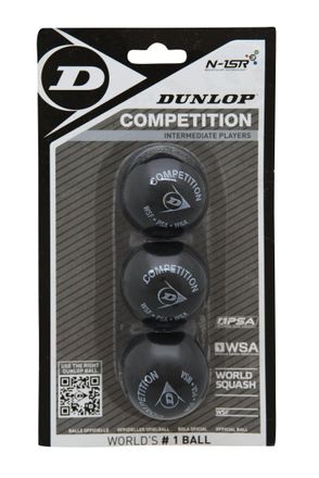 Dunlop Squashbälle Competition Gelb, 3 Stück im Blister, für Anfänger und Fortgeschrittene - Speed langsam