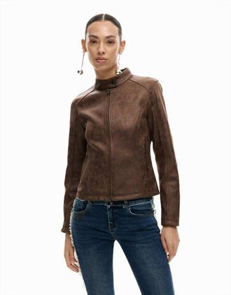 Desigual Veste en similicuir - Marron