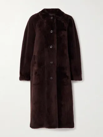 Yves Salomon Mantel Aus Shearling - Burgunder