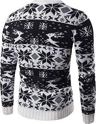 Generic Pull De Noel Homme Manches Longues- Cardigan Imprim&eacute; No&euml;L,Sweater Homme Tricot&eacute;E Col V avec Boutons Automne Et Hiver Chauds Casual Pulls en Maille Chr