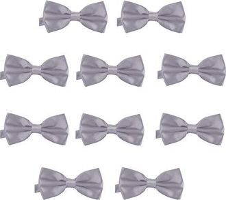 DonDon Lot de 6 Noeud papillon pour homme 12 x 6 cm avec crochet déjà lié et réglable, Platine Argenté, Taille unique