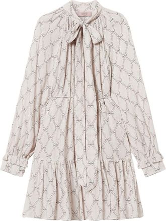 Twin-Set Krepp-Minikleid mit Schleifen-Print - Nude