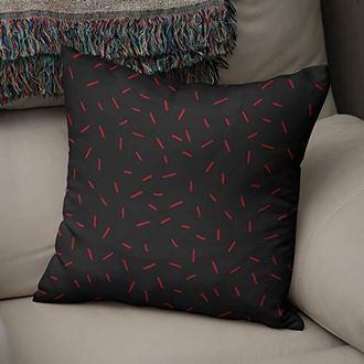 Bonamaison Le Jardin du Lin Kissen Zierkissenbezug Kissenbezug, Rot schwarz Dekoration, Für Zuhause Autos Büro Sofa Wohnzimmer Couch Schlafzimmer Dekor, 50x50 Cm