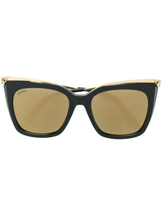 Cartier panther head oversized sunglasses - Noir