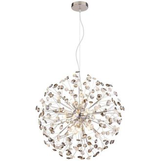 Globo Lighting Pendelleuchte Esszimmerlampe H&auml;ngeleuchte G9 led Kristall rauch klar 9-Flammig