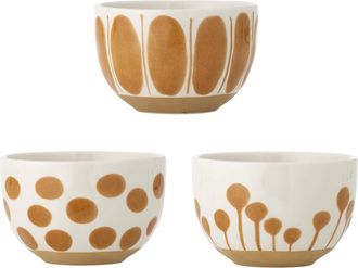 Bloomingville Creative Collection Linora Schale, Braun, Steingut, T12,5xH8 cm, 3er Set, 580 ml