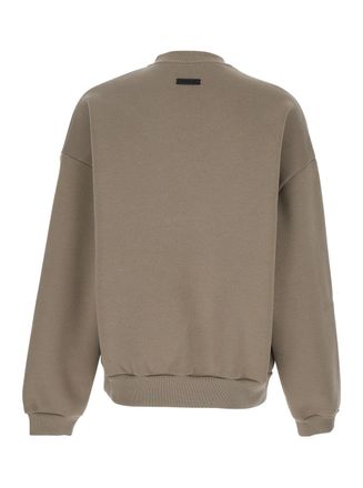 Fear of God Mens Beige Crewneck T-Shirt With Dropped Shoulders Cotton Sweatshirts Sweater