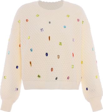 Faina Strickpullover Damen Wollwei&szlig;