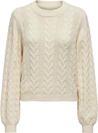 Only Onlrubina LS Cable O-Neck Nca KNT Pull en Tricot pour Femme, Gris Whitecap, M