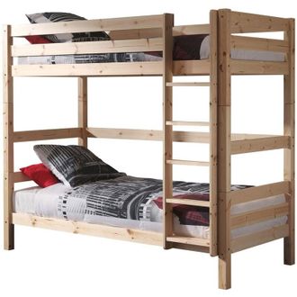Les Tendances Etagenbett Kinderzimmer PINOO-12 in Kiefer massiv natur lackiert incl. Leiter, b/h/t: ca. 210/182/105 cm
