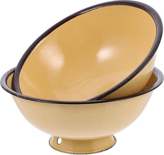 Angoily 2 St&uuml;ck Vintage Emaille Schalen 13cm Emaillierte Reis und Nudelsch&uuml;sseln Leichte Servierschalen f&uuml;r Suppen Salate und Ramen