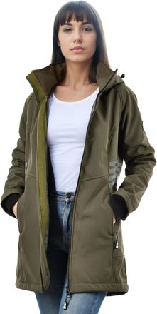 Arctic Seven Damen Softshelljacke (XS-5XL) mit Kapuze abnehmbar - Wasserabweisend, Atmungsaktiv, Fleece innen, Warme Jacke Frauen - AS-305 (XXL, Olive)