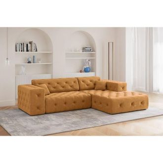 Fun Möbel Ecksofa Designersofa CHANTAL in Stoff Moly Orange Ottomane Rechts