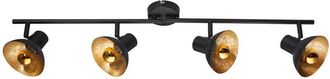 Globo Lighting Deckenleuchte Spotleiste Deckenlampe Innenleuchte Metall, schwarz, goldfarbig, Spots beweglich, 4x led 4 Watt 380 Lumen warmweiß, LxH: 85x17,6 cm