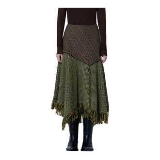 Ganni Rock im Patchwork-Karo-Design - - Skirts - Damen - Gr&uuml;n - S
