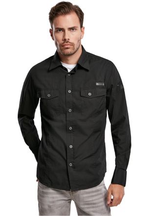 Brandit Slim Fit Shirt Long Sleeve, Farbe: Black, Gr&ouml;&szlig;e: 3XL