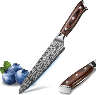 Plys Kochmesser Scharf K&uuml;chenmesser Profi: 12.7cm K&uuml;chen Messer Japanisches Holzgriff Gem&uuml;se Carbon Edelstahl, M&auml;nner Geschenke