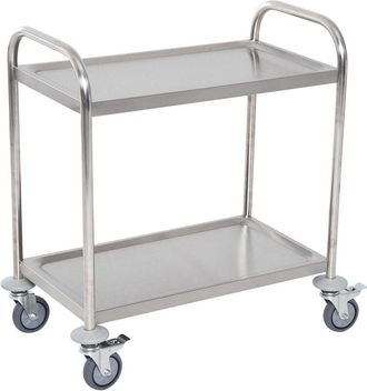 HOMCOM Chariot de service desserte de cuisine à roulettes 2 étagères 71L x 41l x 81H cm acier inox. chromé - Homcom