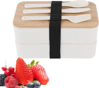 Generic Lunchbox Aufbewahrungsbeh&auml;lter - Stapelbare Schalen mit Doppelschicht und luftdichtem Verschluss - Mahlzeitbox mit Deckel f&uuml;r B&uuml;ro Schule Reise Pickni