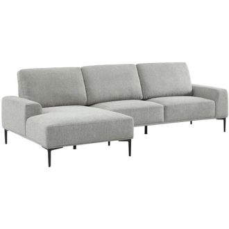 Sweeek 3-Sitzer-Sofa mit Stoffbezug - Recamiere links, Stoff, Hellgrau