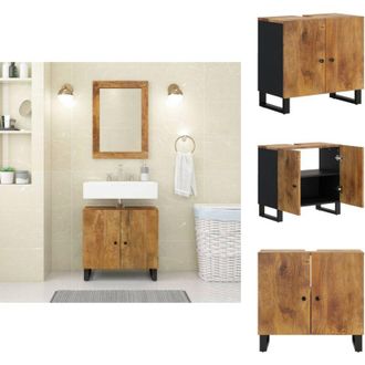 vidaXL Vidaxl - Waschbeckenunterschrank Massivholz Mango und Holzwerkstoff - Waschbeckenunterschrank - Badezimmerm&ouml;bel - Badschr&auml;nkchen - Mangoholz