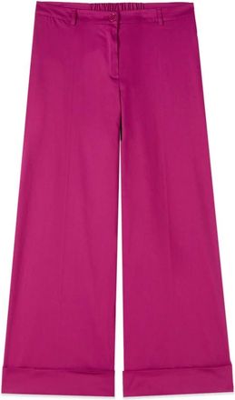 Oltre Femme, Pantalons, Violet, Taille: 42 FR Pantalon court en m&eacute;lange de coton