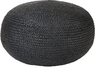 Beliani Pouf Jute schwarz rund 45 x 45 x 30 cm Strickhocker Boho Dukki