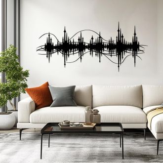 Generic Metall-Wandkunst, geometrische Linienkunst, Dekoration, Wohndekoration, Moderne Luxusdekoration, Schlafzimmer (Schwarz, 48x21|121x54 cm)