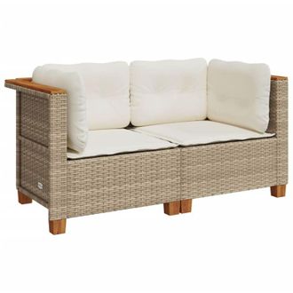 vidaXL Vidaxl - Canap&eacute;s dangle de jardin et coussins 2pcs beige r&eacute;sine tress&eacute;e