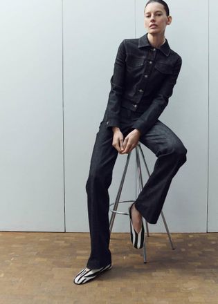 Mango Chaussure en cuir et effet fourrure avec bride noir - Femme - 36 - MANGO