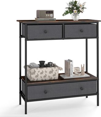 Costway Konsolentisch, Flurtisch mit 3 Schubladen & offenem Ablagefach, Sofatisch f&uuml;r Wohnzimmer, Flur & Eingang, Diele, Beistelltisch schmal 80 x 30 x 85,5 c