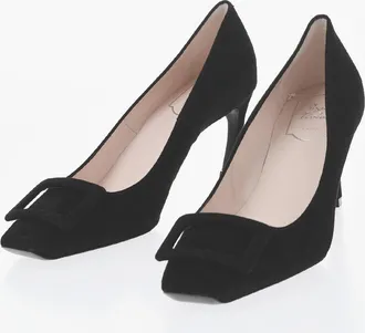 Roger Vivier Solid-Color Suede Pumps, 8 cm Heel Roger Vivier
