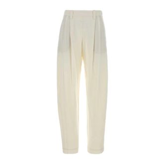 Brunello Cucinelli Sabl&eacute; Seiden-Cr&ecirc;pe Slouchy-Hose mit Monili - - Trousers - Damen - Wei&szlig; - S
